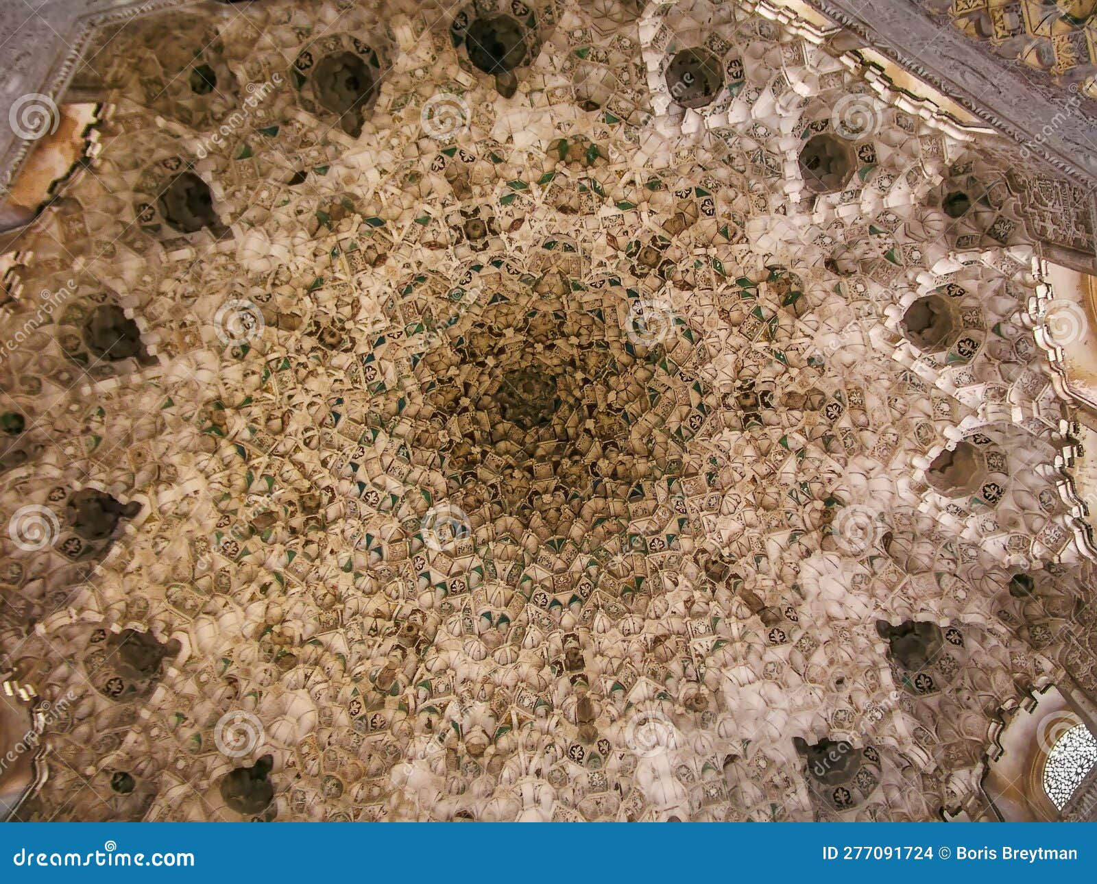 Ceiling in Alhambra Palace, Granada, Spain Stock Photo - Image of ...