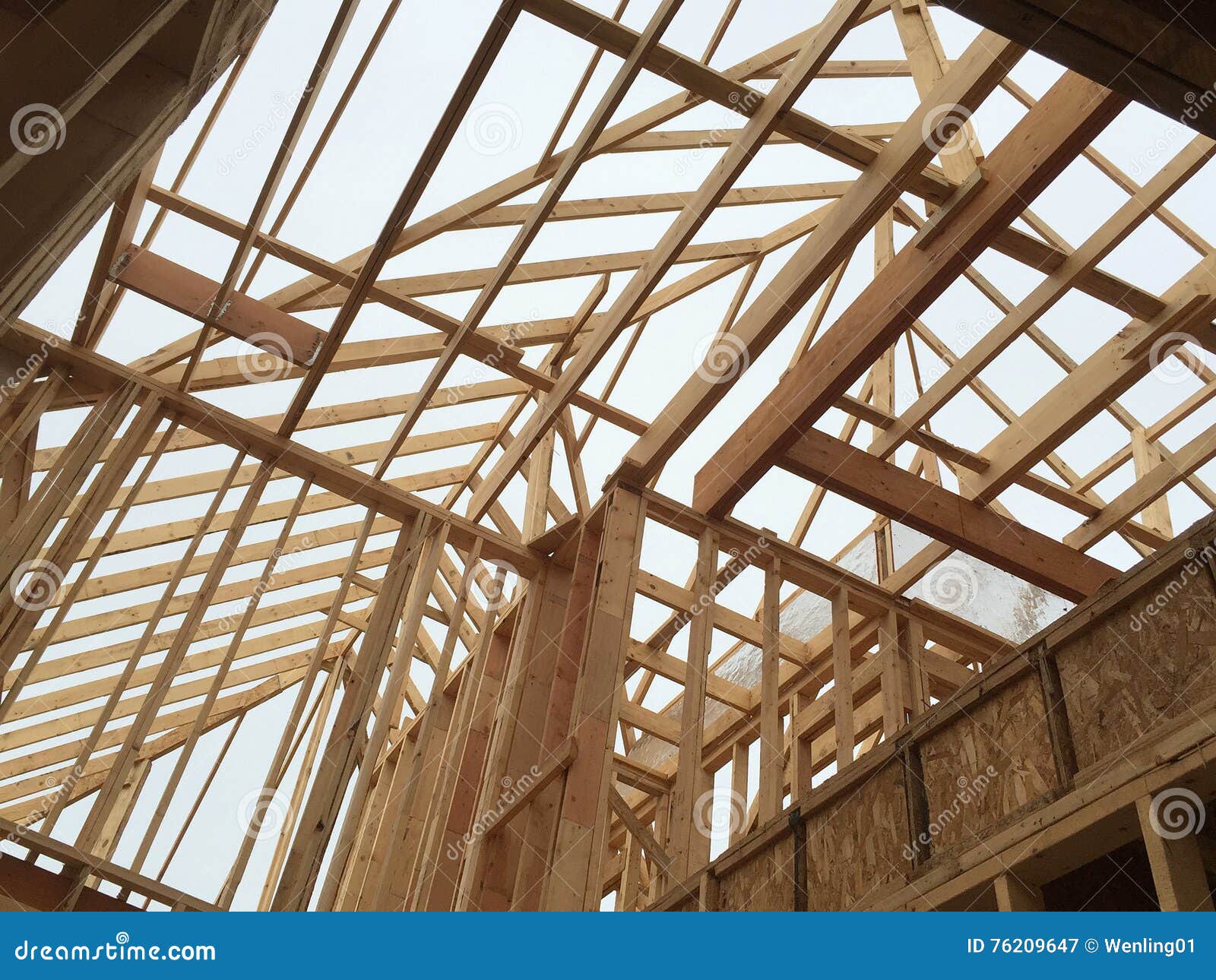 Ceiling of a New House Under Construction Stock Image - Image of lignum ...
