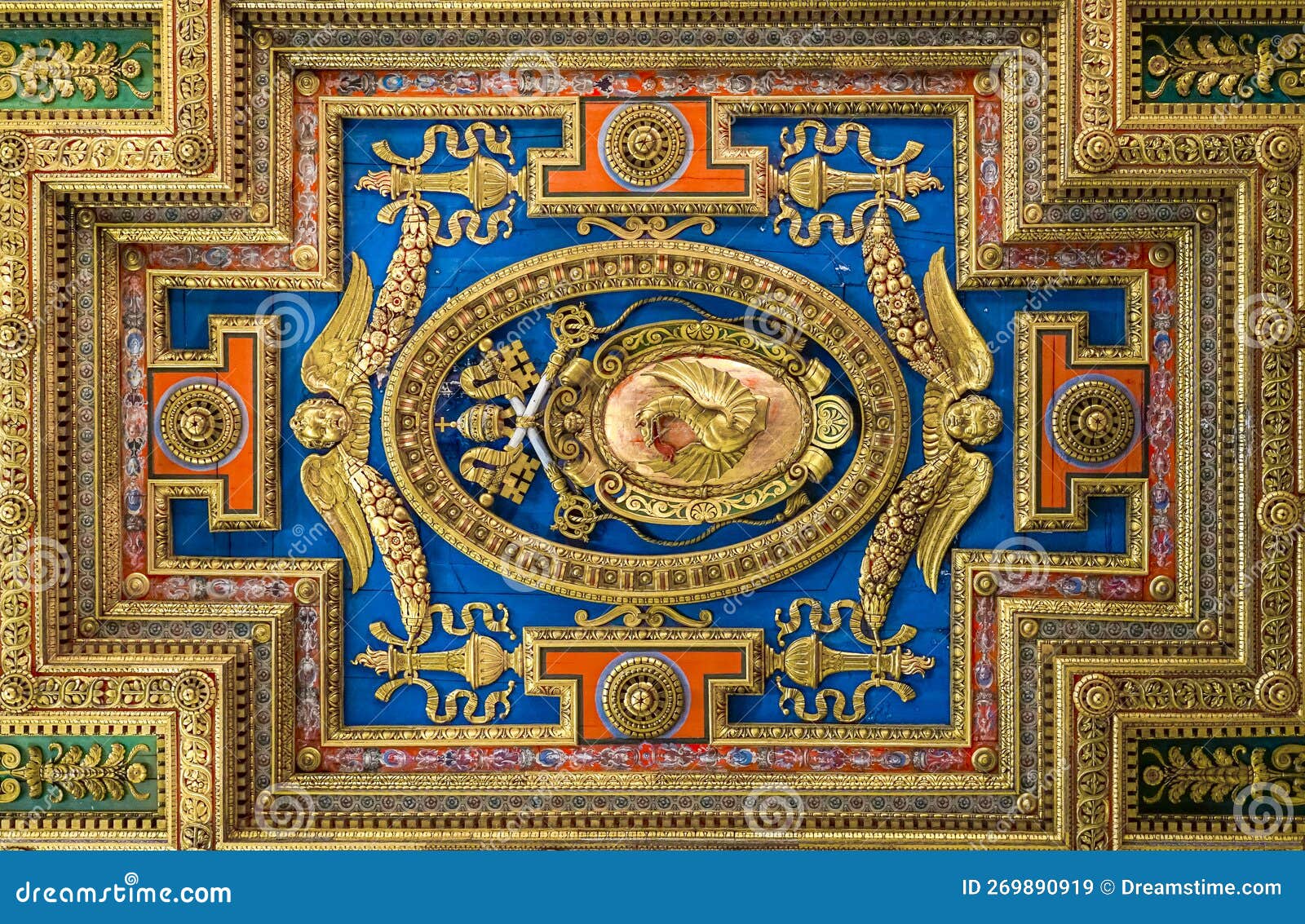Ceiling Painted and Worked in Gilded Carving Inside the Basilica of ...