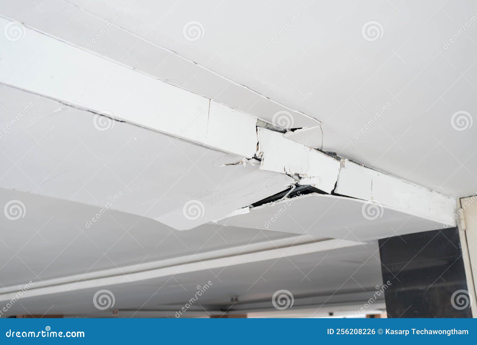 Ceiling Panels Broken and Damage from Car Crash Stock Photo - Image of ...