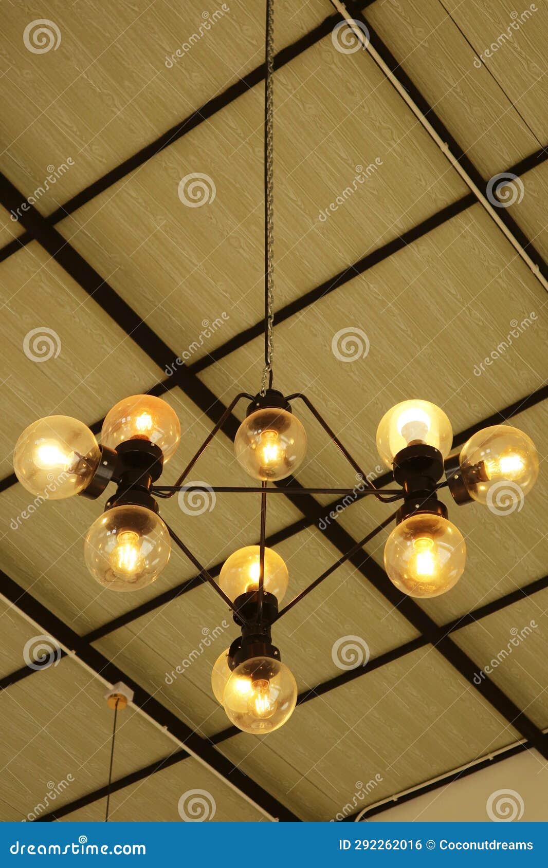 Ceiling Pendant Lighting with Sphere Glass Shade Stock Photo - Image of ...