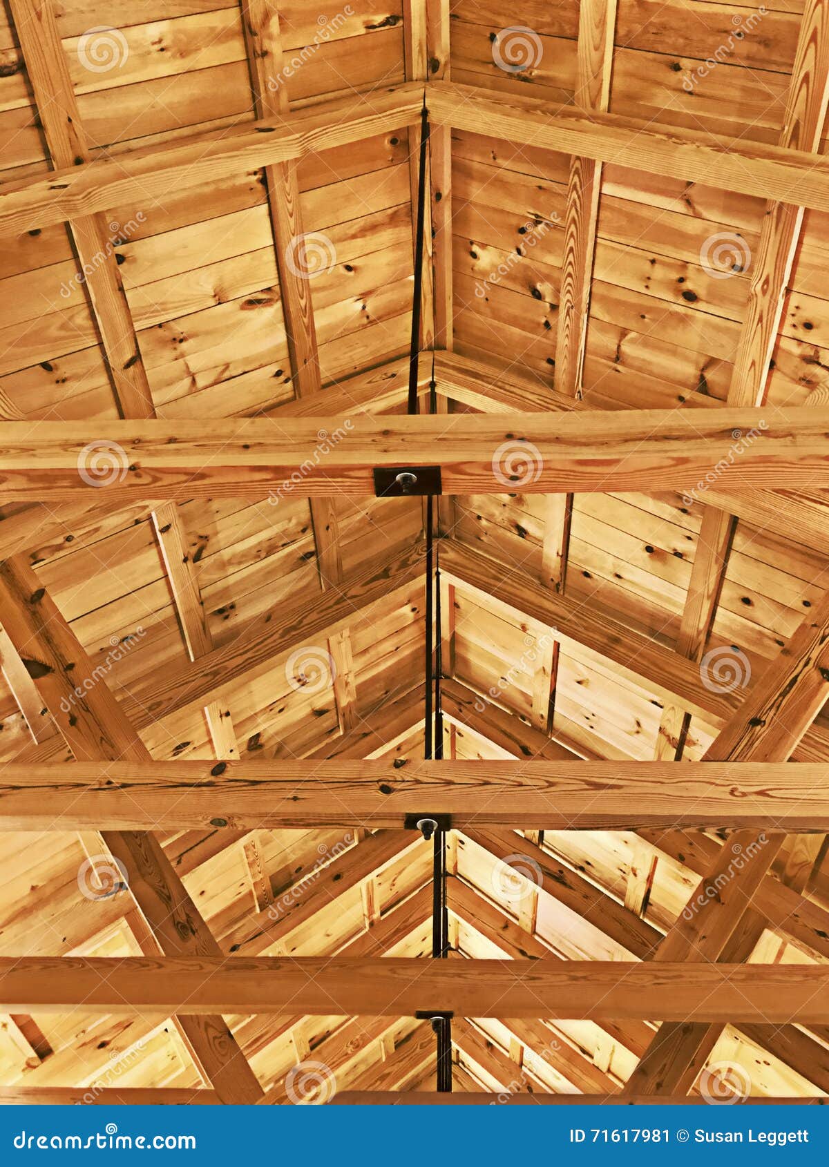 Ceiling And Rafters In The House Made Of Glued Timber. Royalty-Free ...