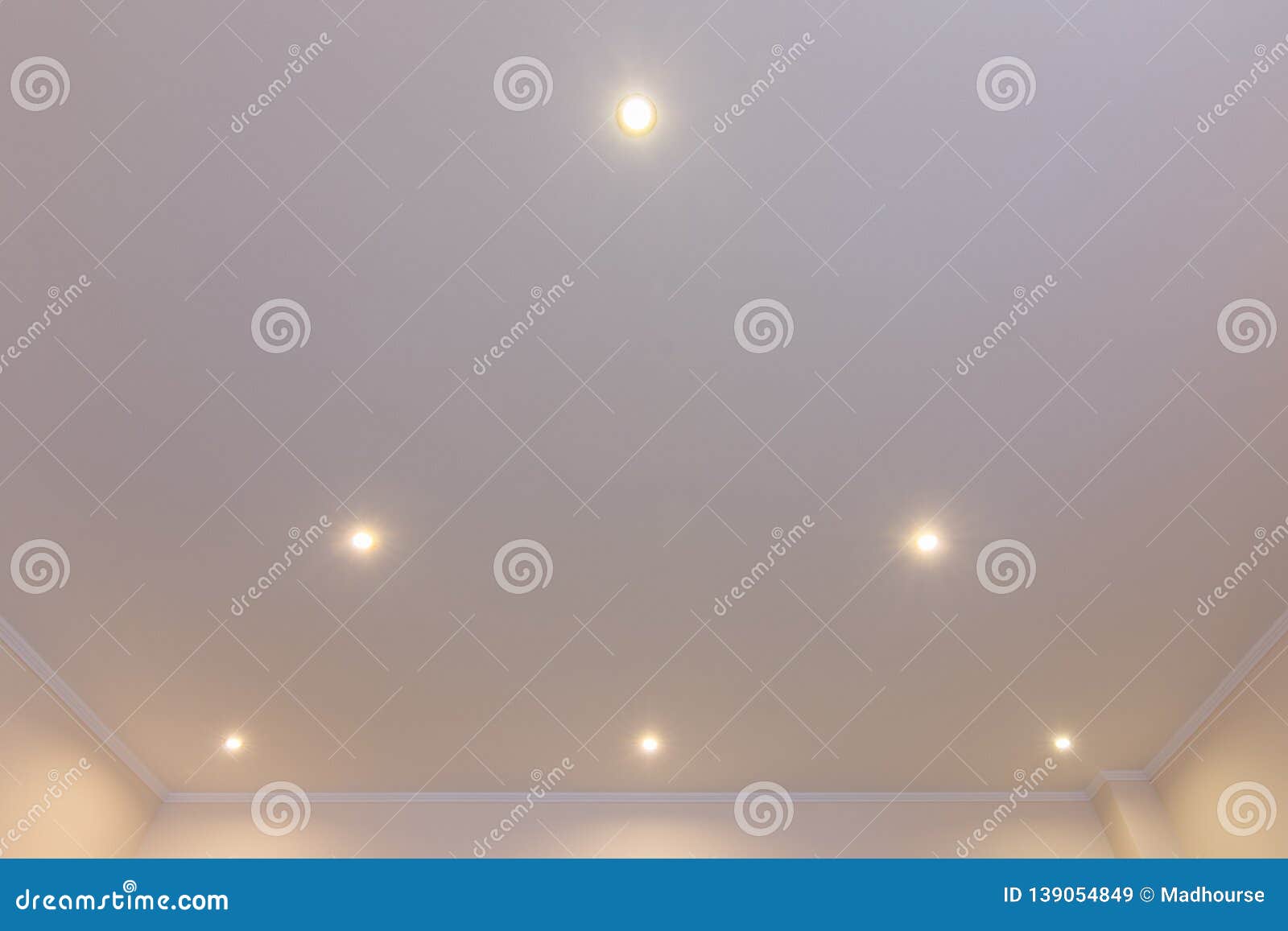 Ceiling in the Room with Spotlights Installed and Turned on Stock Image ...