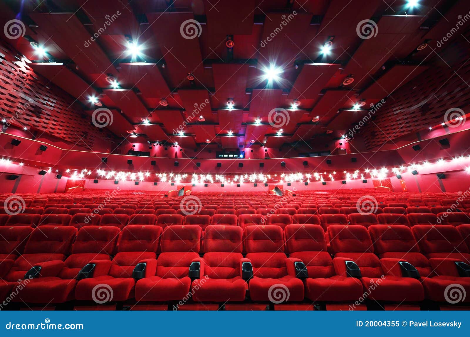 Ceiling and Rows of Chairs in Cinema Stock Image - Image of industry ...
