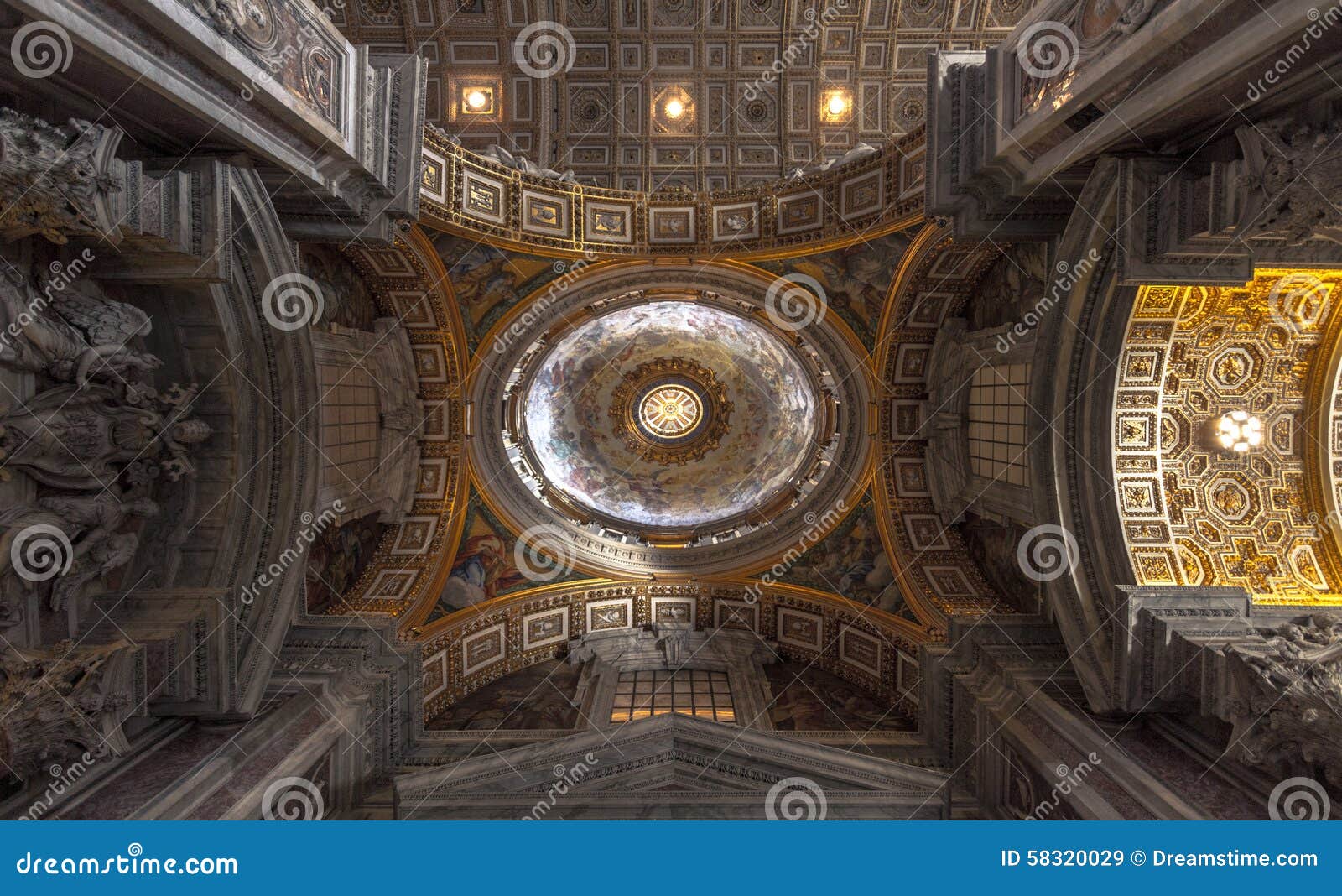 Ceiling of the Saint Peter Basilica, Vatican, Rome Editorial Stock ...