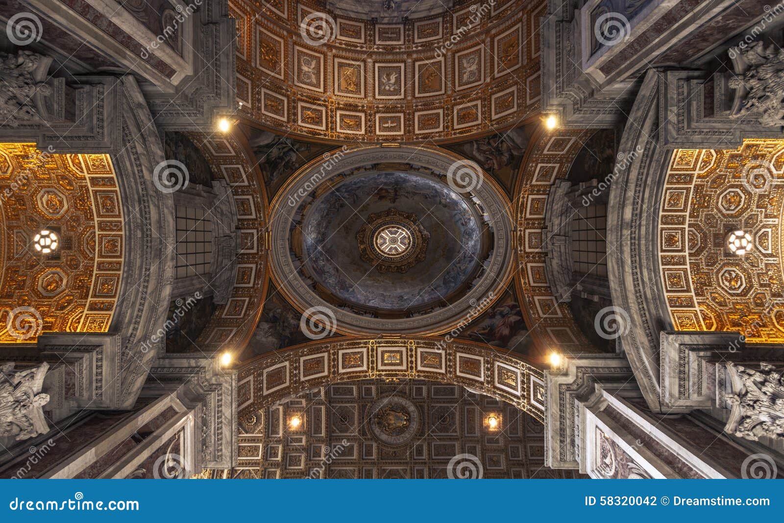 Ceiling of the Saint Peter Basilica, Vatican, Rome Editorial ...