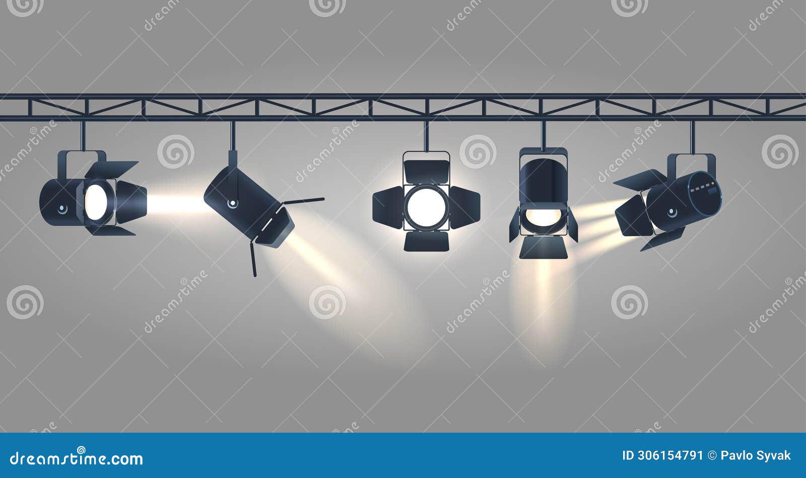 Ceiling Spotlights, Powerful Lighting Fixtures, Realistic 3d Vector ...