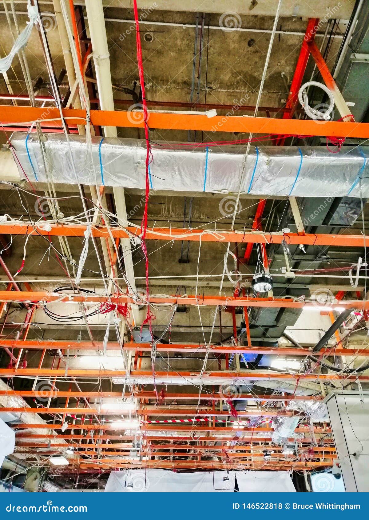 Exposed Ceiling Structure in Large Commercial Building Stock Photo ...
