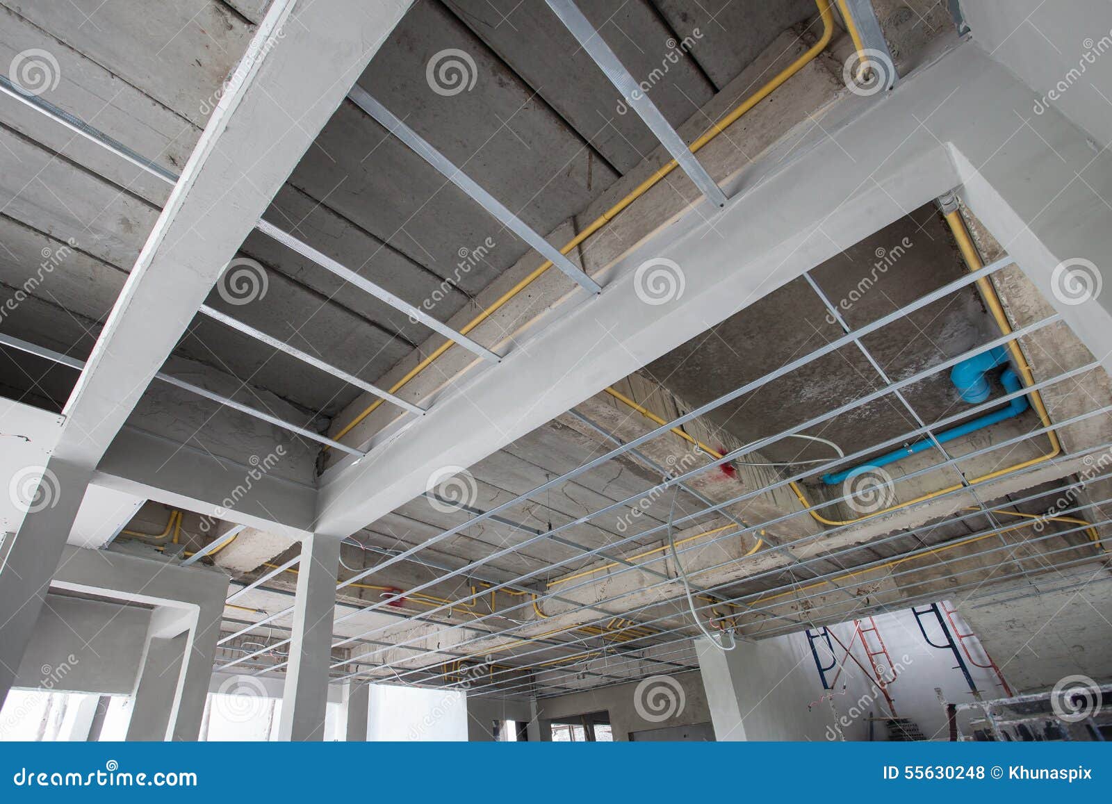 Ceiling Structure of House Construction Site Stock Photo - Image of ...