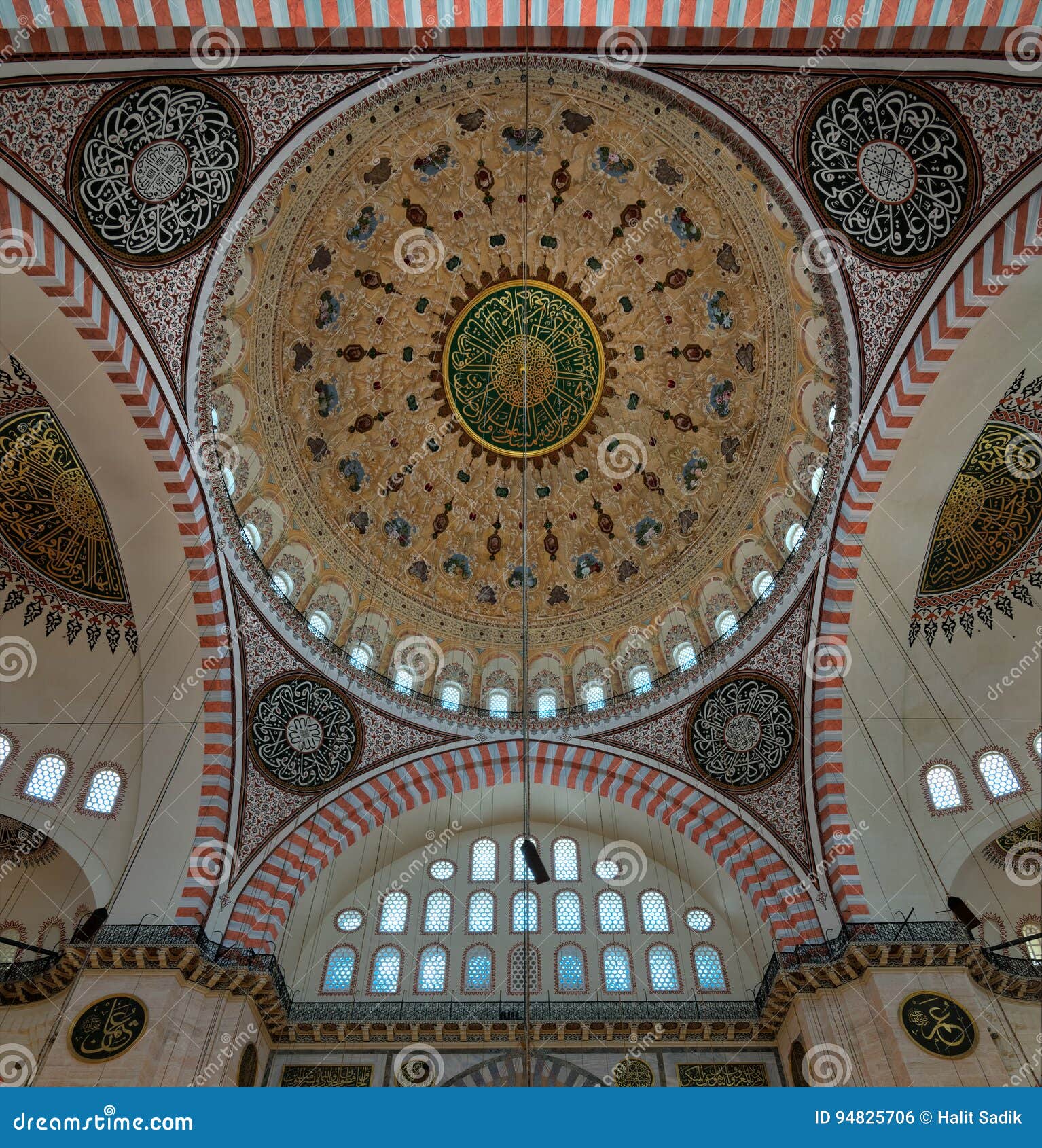 Ceiling of Suleymaniye Mosque with Main Dome and Intersection of Three ...