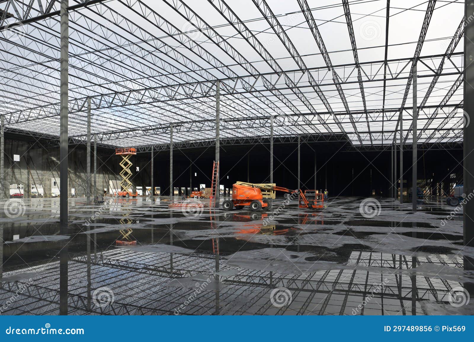 Ceiling Support Trusses Being Installed. Stock Photo - Image of welder ...