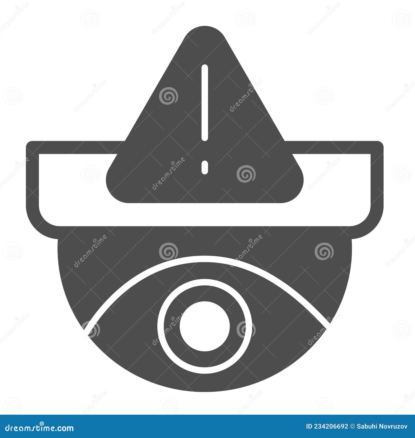 Ceiling Surveillance Camera with Exclamation Sign Solid Icon, CCTV ...