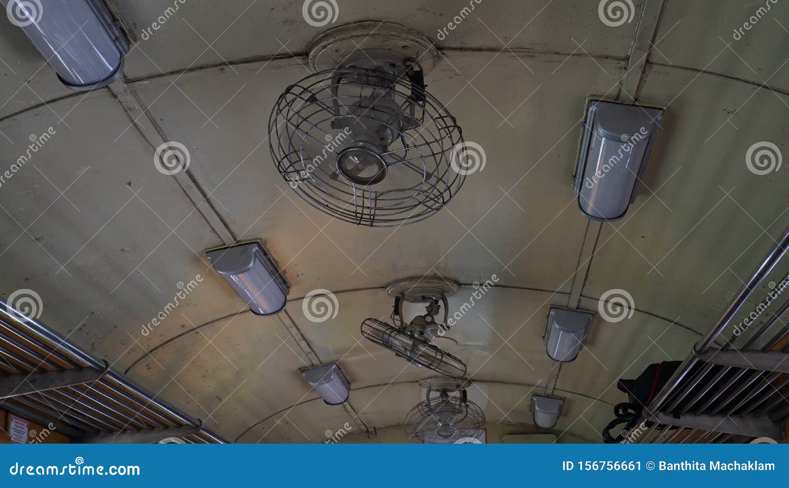 Ceiling Train with Fan and Light Looks Old Stock Image - Image of light ...