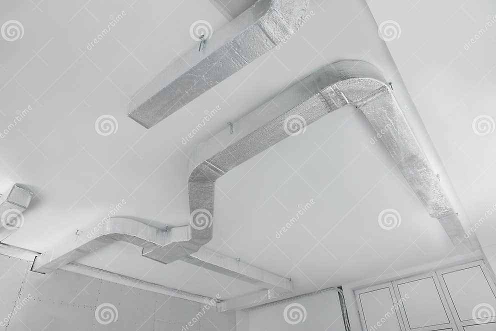 Ceiling with Ventilation System Indoors, Low Angle View Stock Photo - Image of concrete ...