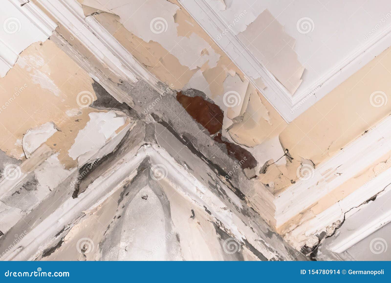 Ceiling and Walls Damage by Humidity Stock Photo - Image of caused ...