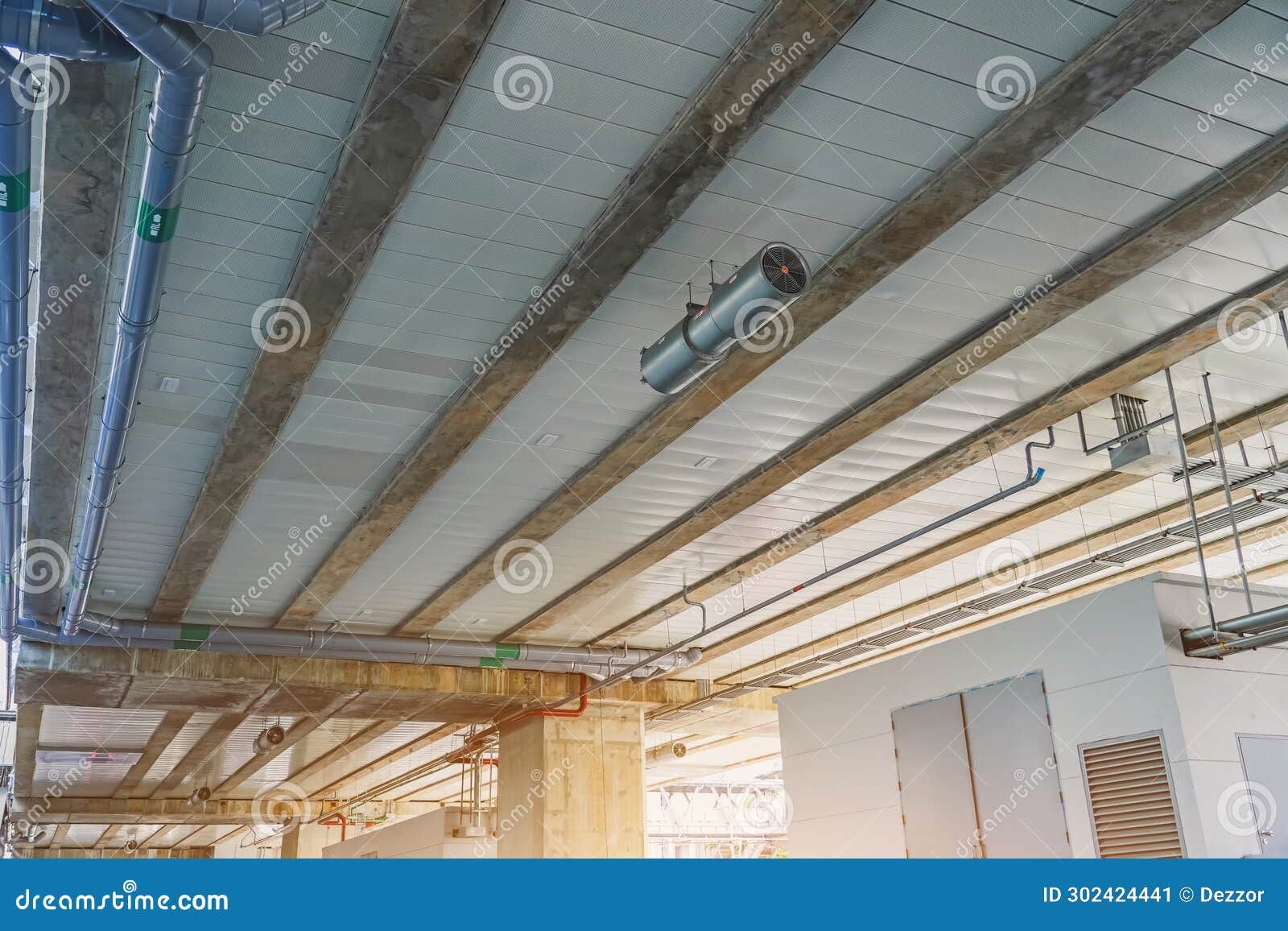 Ceiling with Water Supply and Drainage Communication Pipes Under the ...