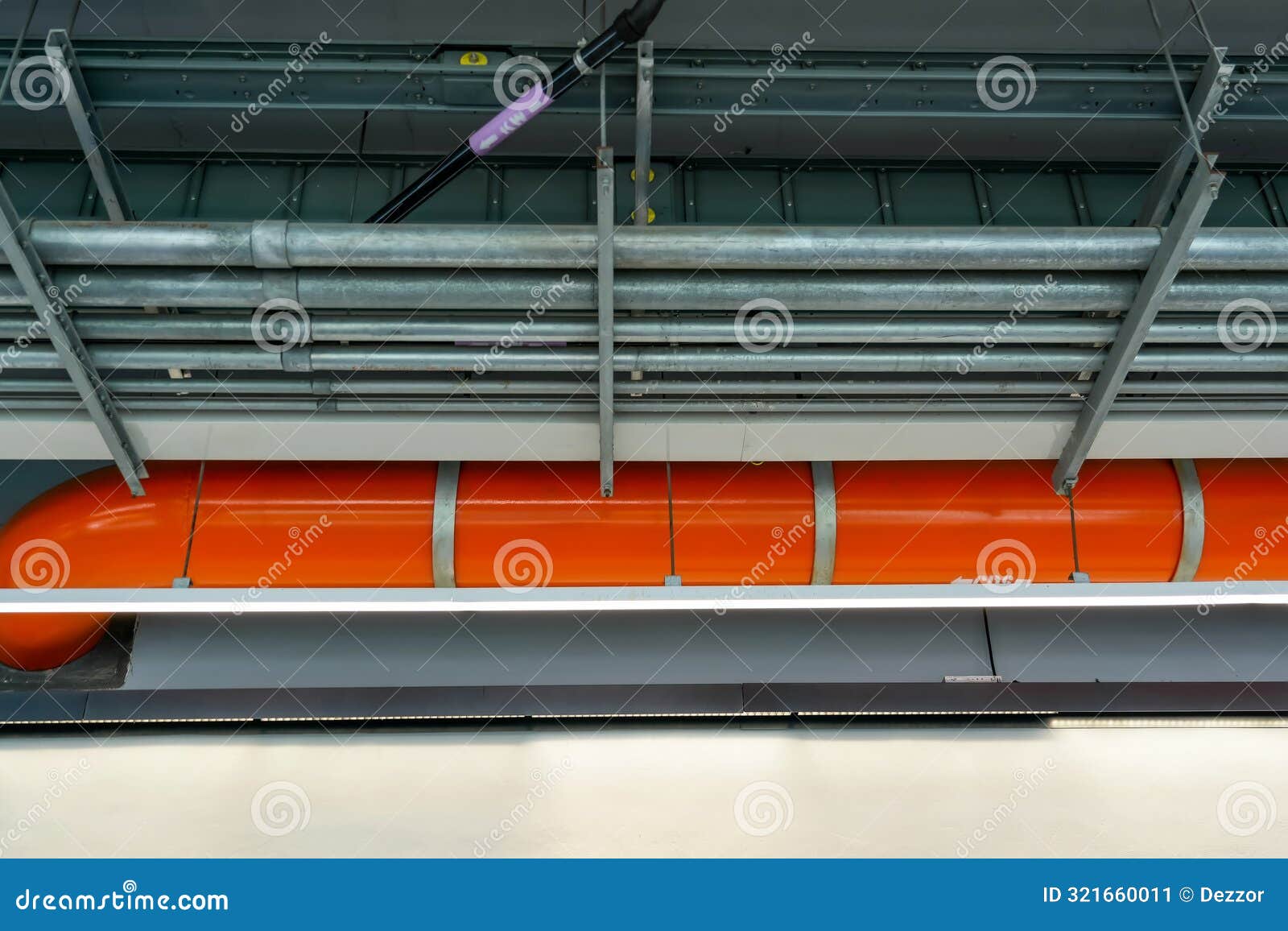 Ceiling with Water Supply and Drainage Communication Pipes Under the ...