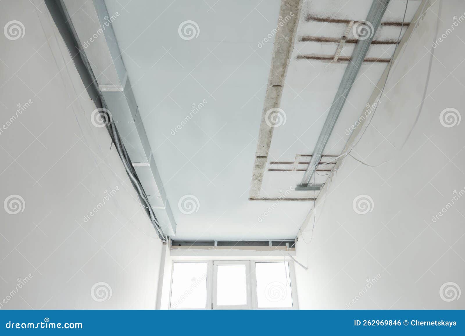 Ceiling with Wires Prepared for Renovation in Room Stock Photo - Image ...