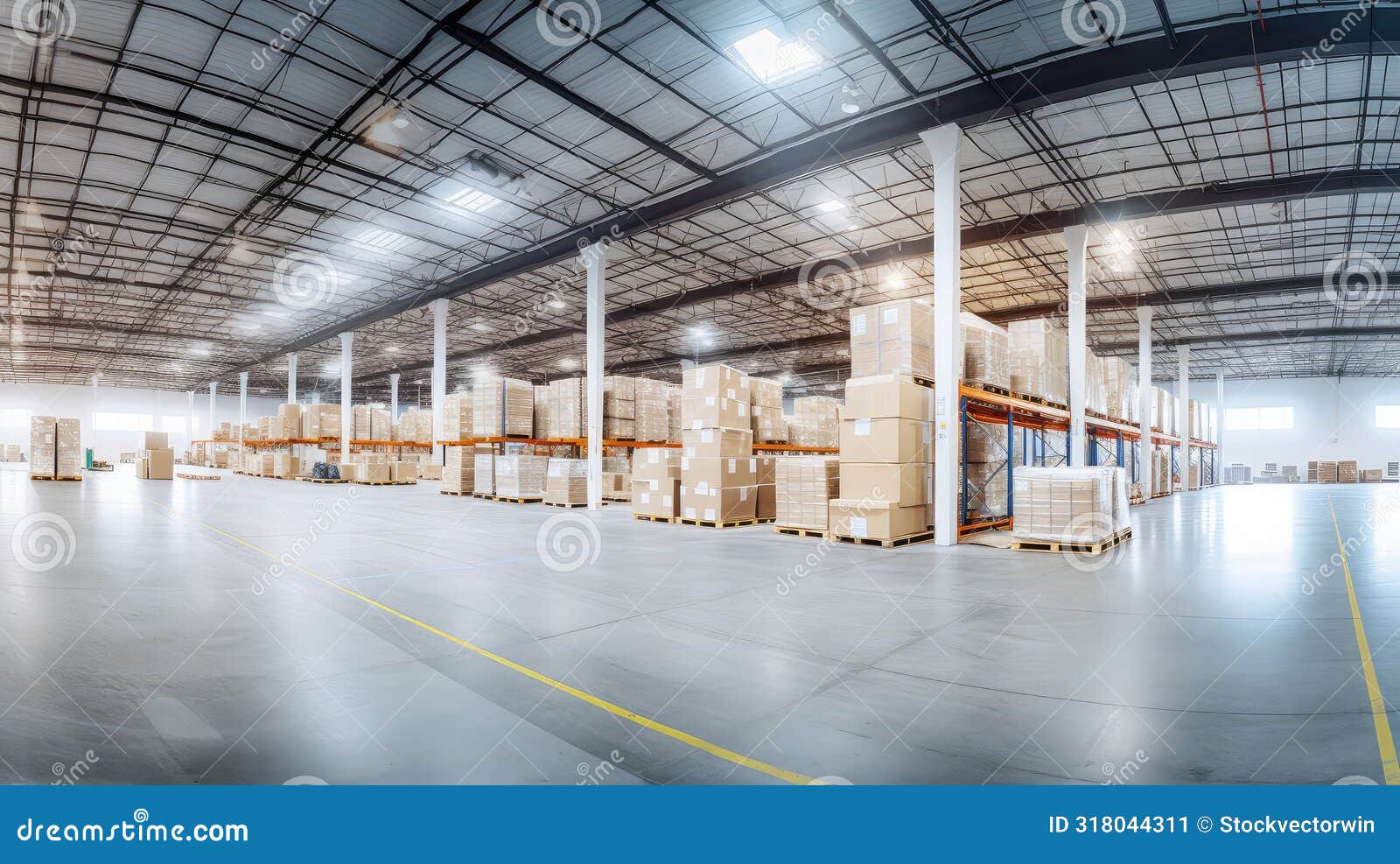Ceilings 360 View Warehouse Interior Stock Illustration - Illustration ...