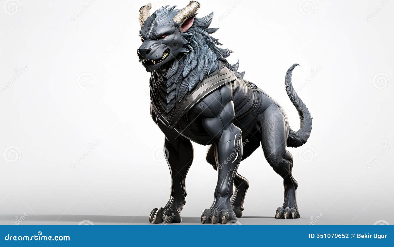 Cel Shaded Cerberus 3d Model with White Background Full Body Shot ...