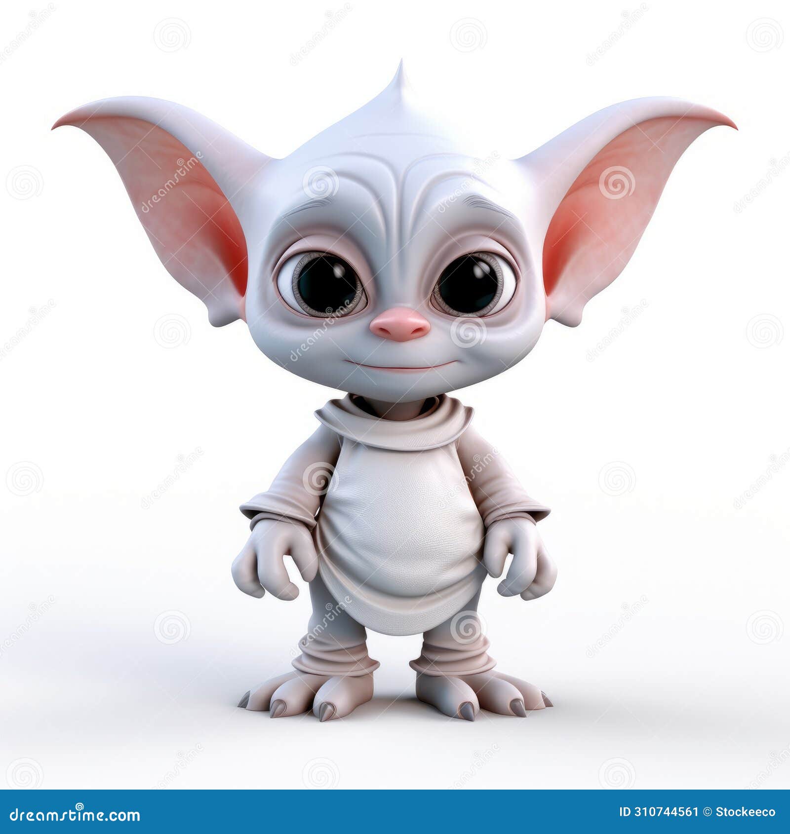 Cel-shaded 3d Imp Character Looking at Camera on White Background Stock ...