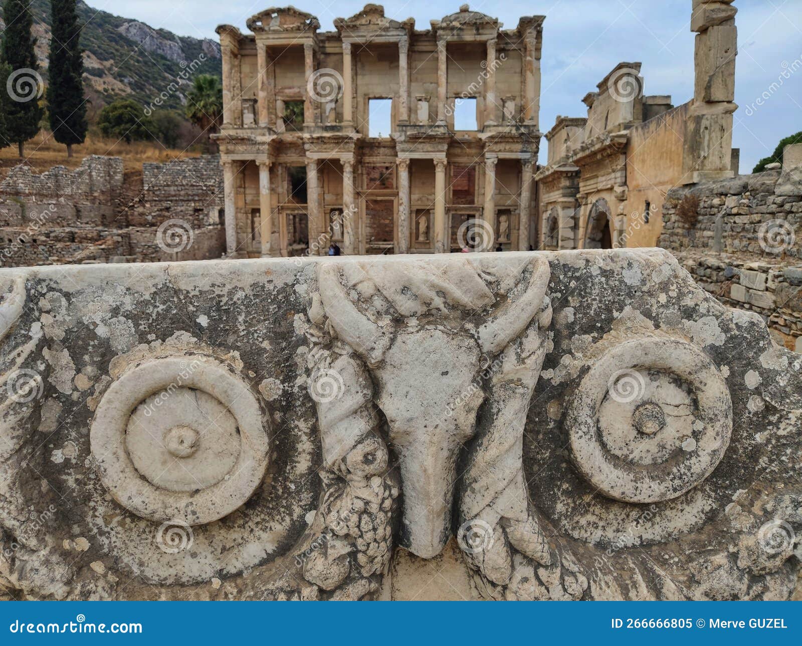 Celcus Library in Ephesus Ancient City Stock Image - Image of city ...