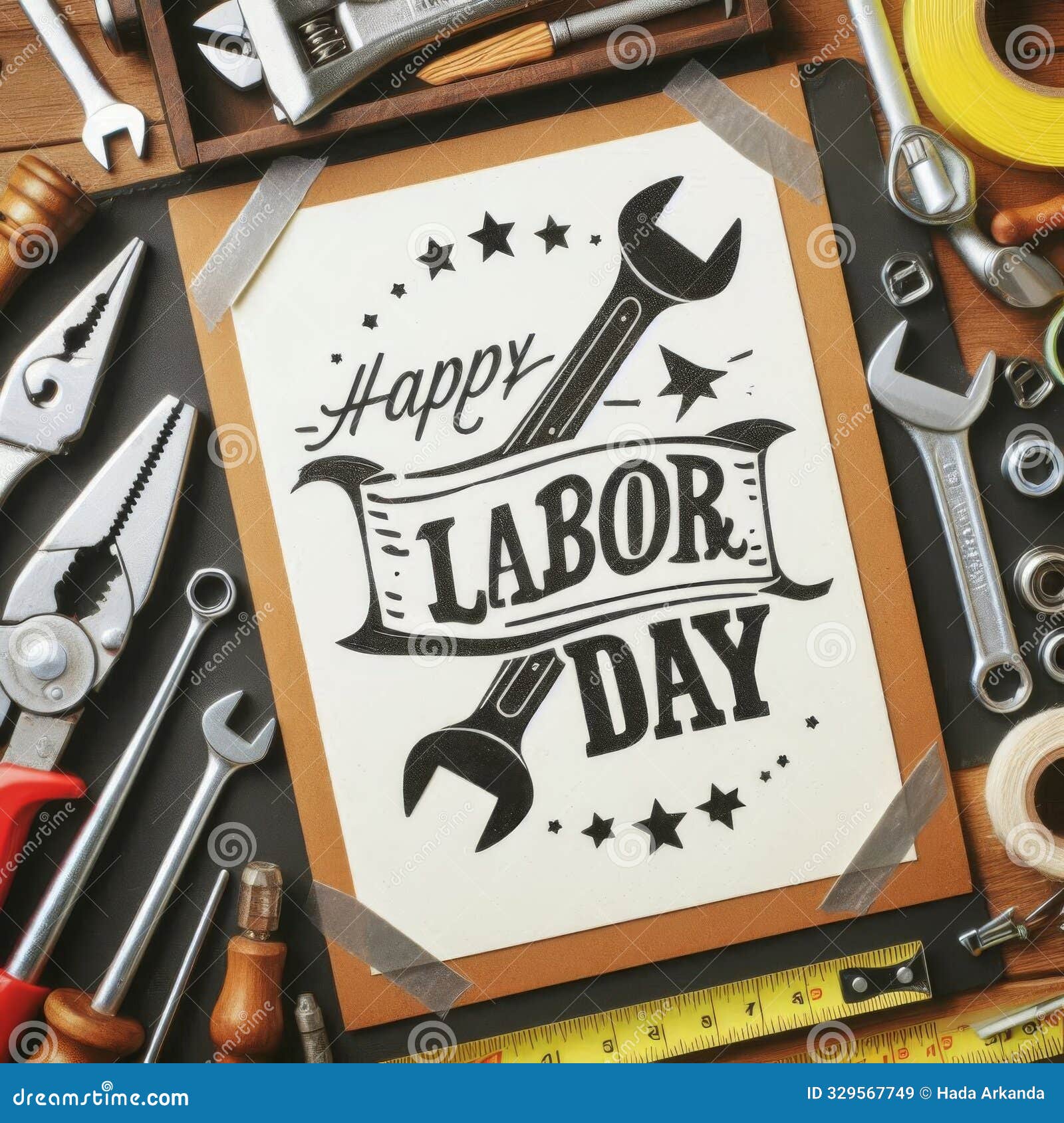 Celebrate Labor Day Badge With Red Ribbon. Cartoon Vector ...
