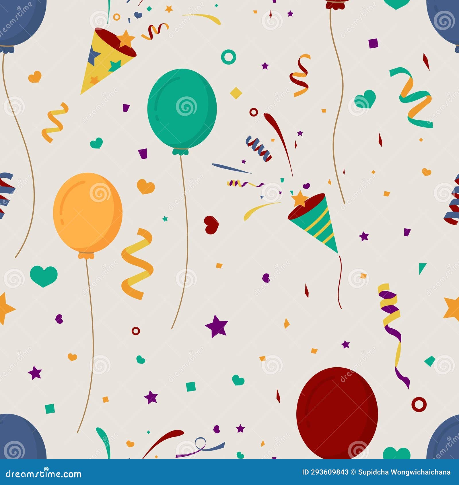 Celebrate Party Seamless Pattern with Party Popper,glitter. Stock ...