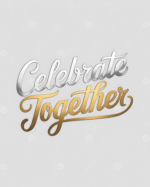 Celebrate Together Silver and Gold Lettering Design Stock Image - Image ...