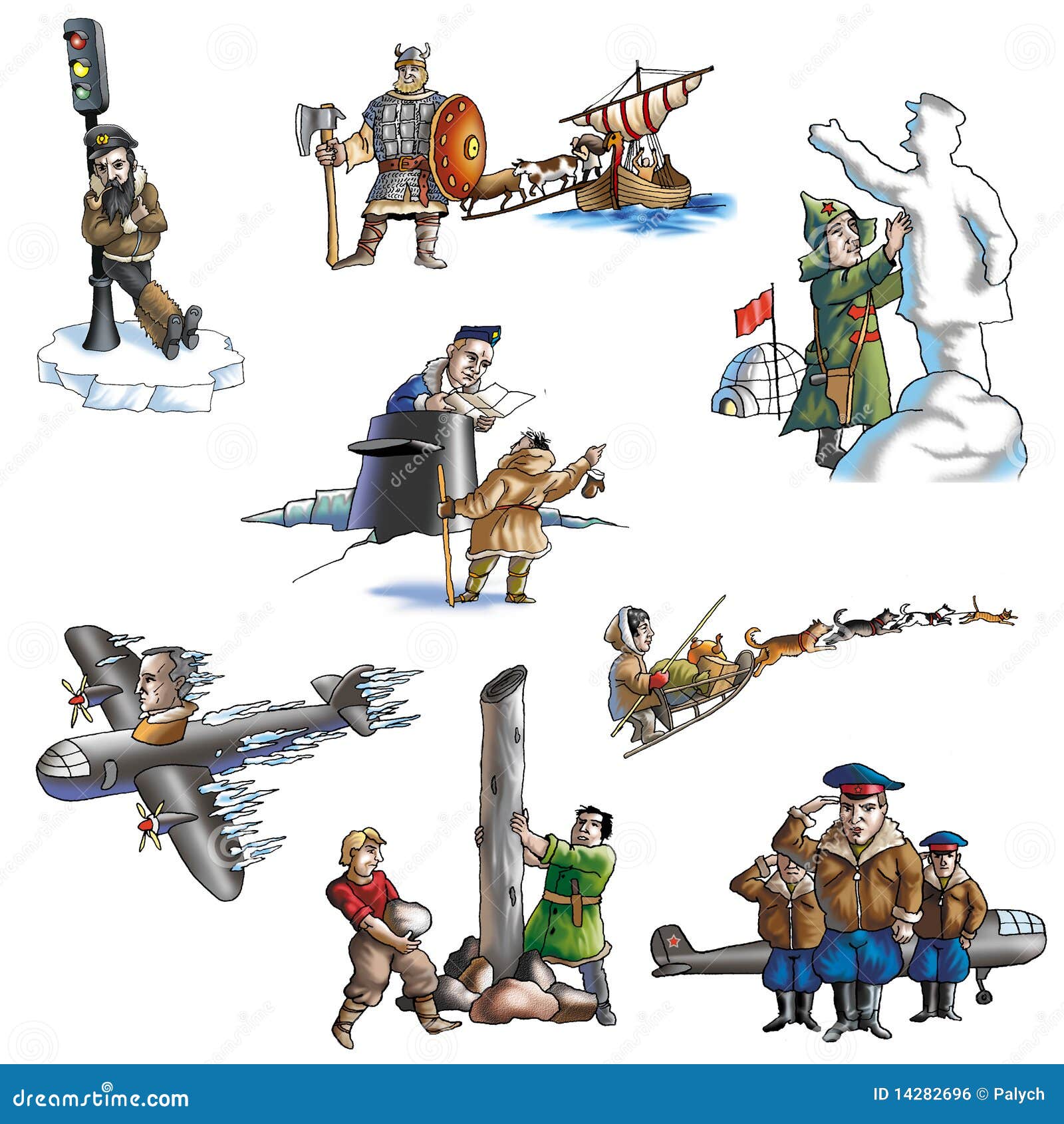 The Celebrated Explorer in Arctic_2 Stock Illustration - Illustration ...