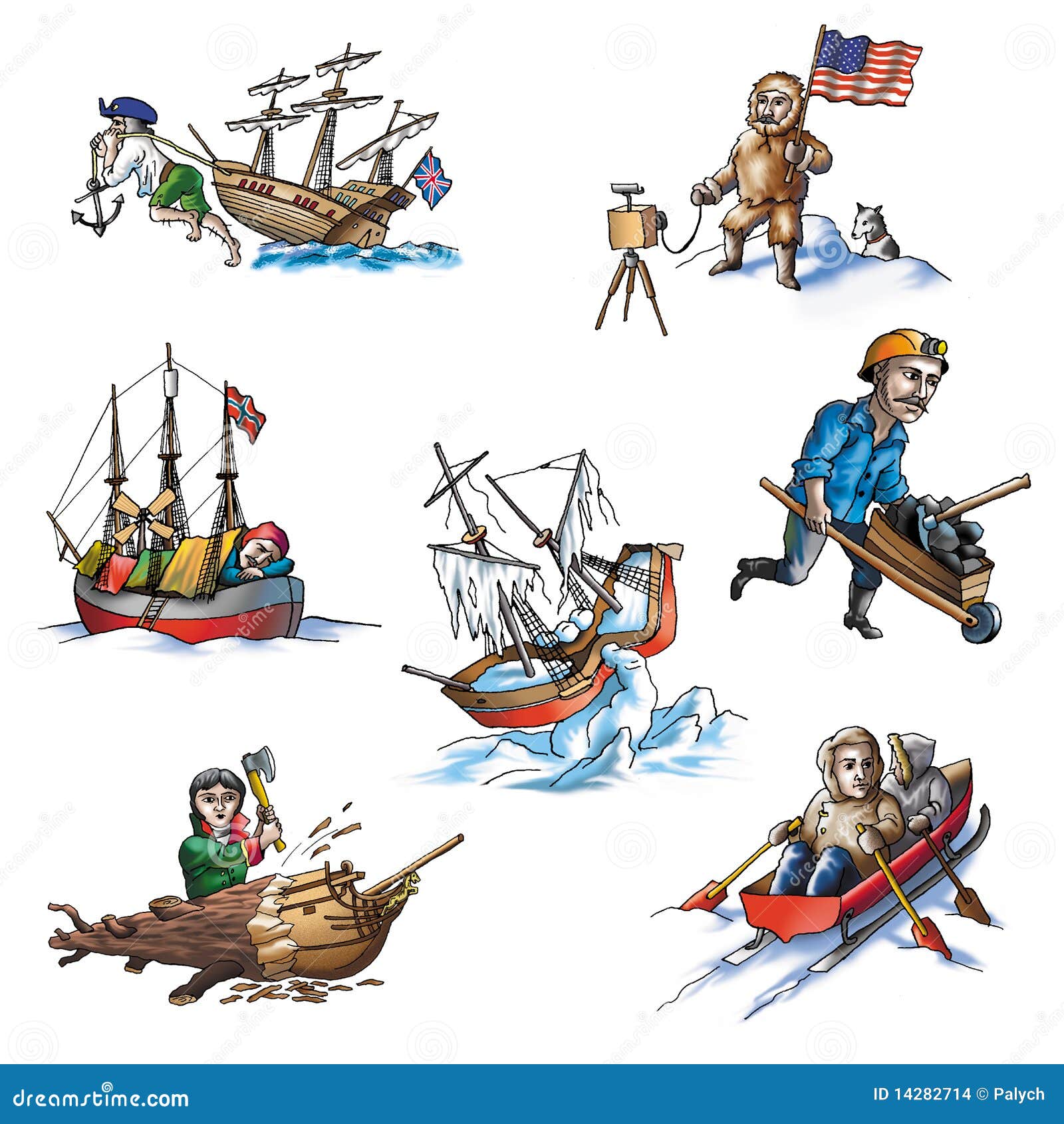 The Celebrated Explorer in Arctic_5 Stock Illustration - Illustration ...