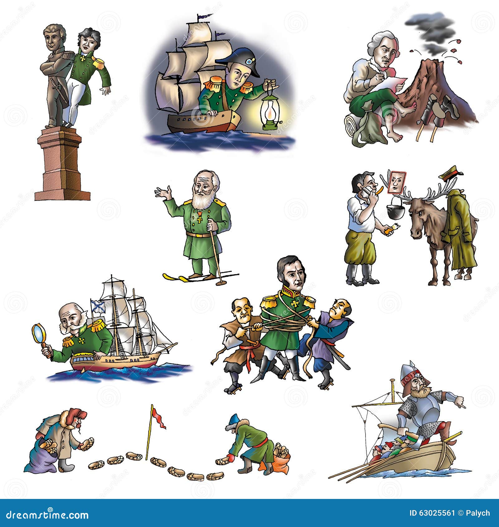 The Celebrated Explorer in Arctic Stock Illustration - Illustration of ...