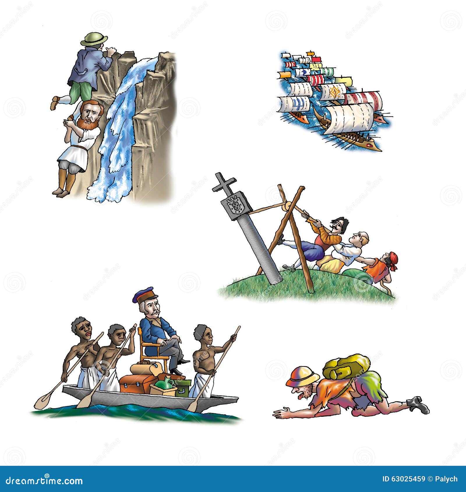 Two Men Travellers Or Explorers Are Standing In A Cave In Front Of A ...