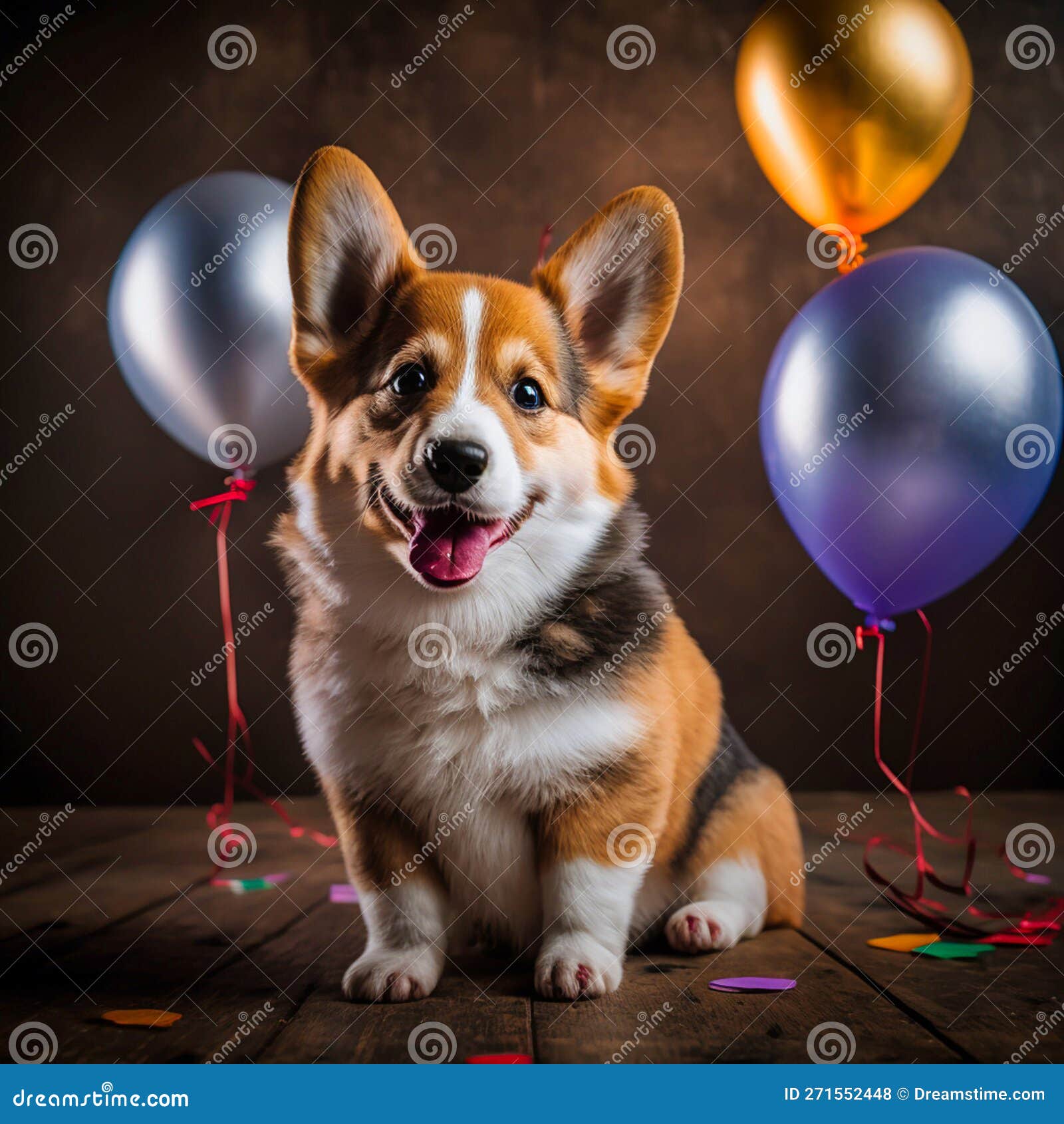 Celebrating the Birthday of an Adorable Corgi, Generative AI Stock ...