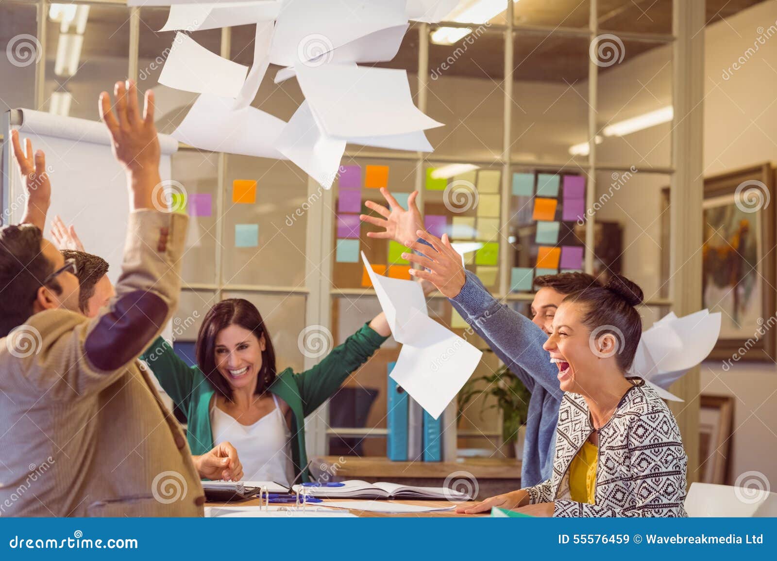 Celebrating Business People Throwing Papers in the Air Stock Image ...
