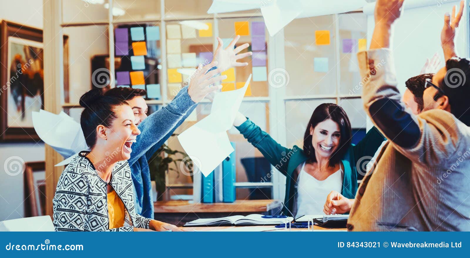 Celebrating Business People Throwing Papers in the Air Stock Image ...