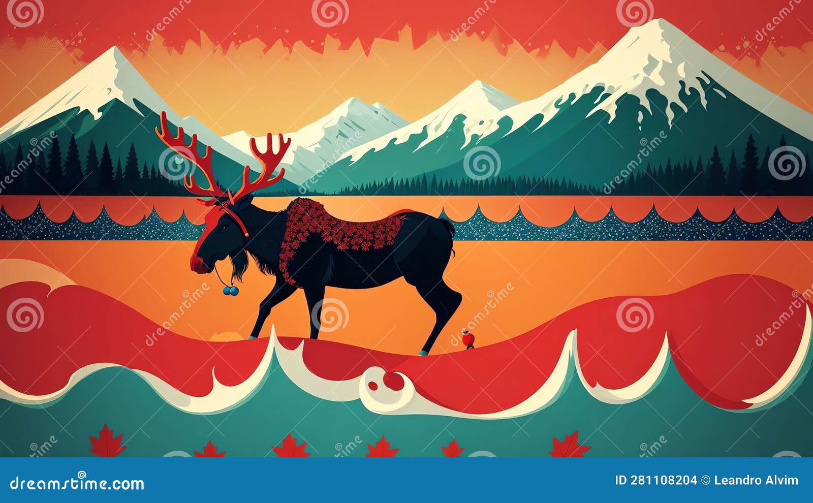 Canada Moose Cartoon Illustration | CartoonDealer.com #194286141