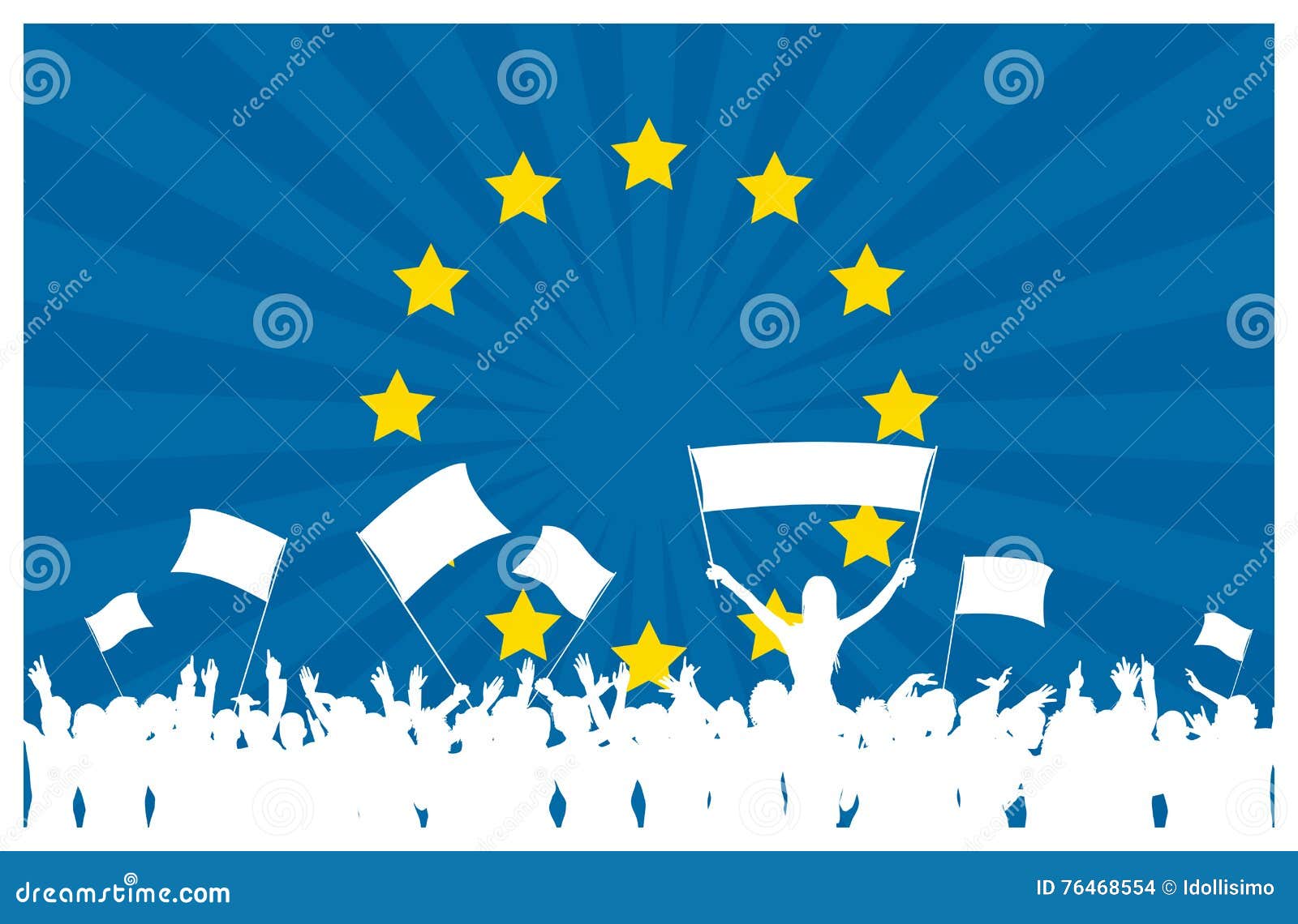 Celebrating Crowd with European Union Flag Stock Vector - Illustration ...