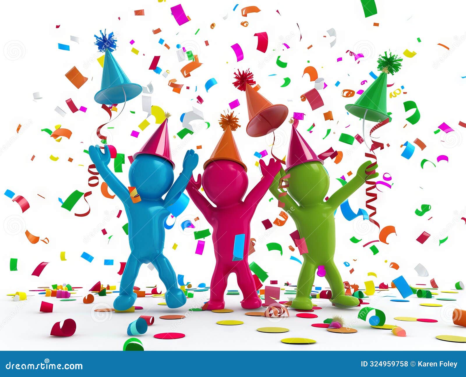 Celebrating with 3D Cartoon Figure Graphic Stock Illustration ...