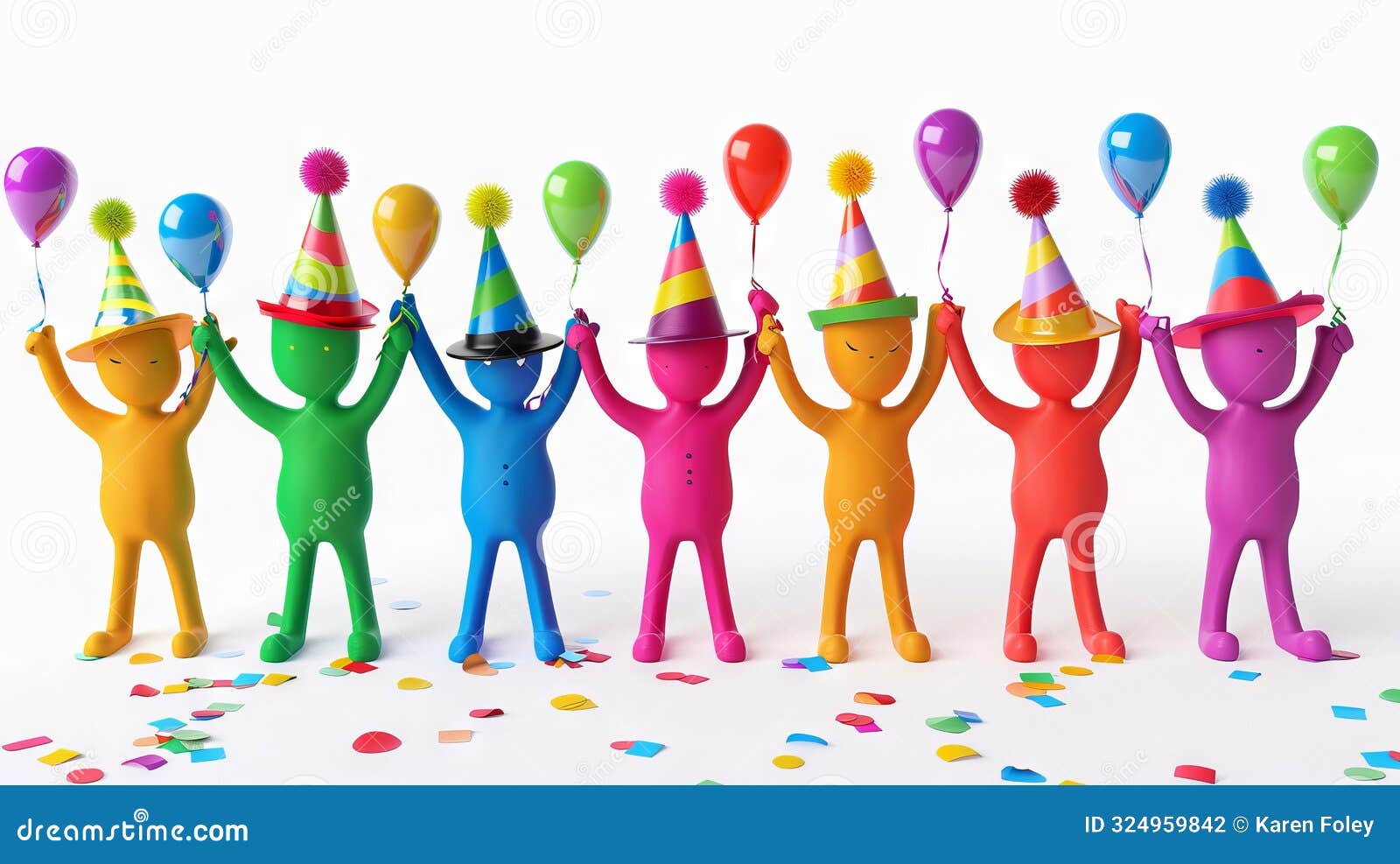 Celebrating with 3D Cartoon Figure Graphic Stock Illustration ...