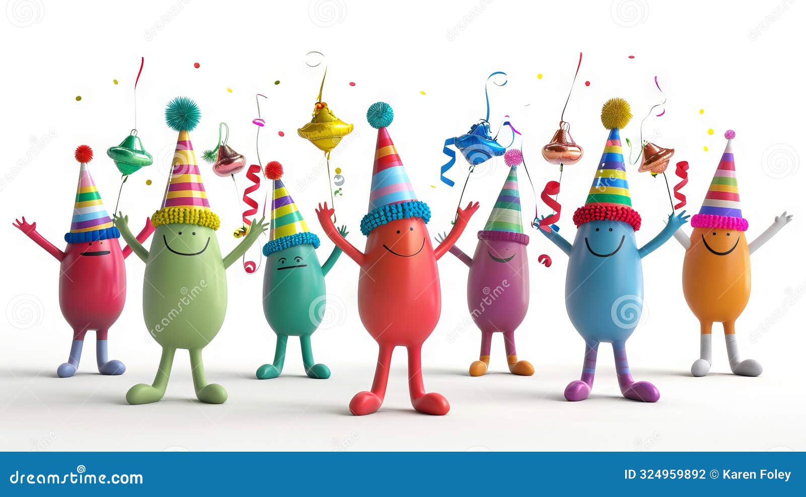 Celebrating with 3D Cartoon Figure Graphic Stock Illustration ...