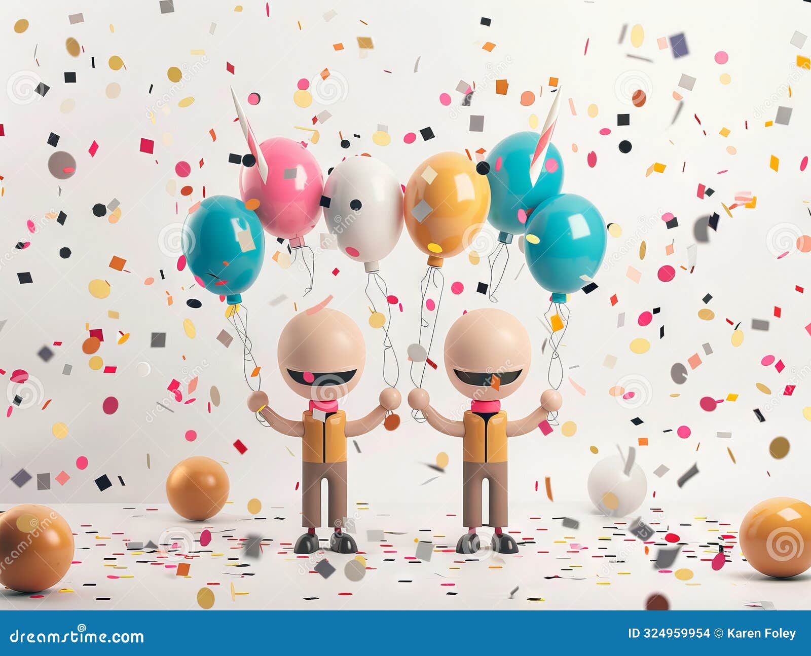Celebrating with 3D Cartoon Figure Graphic Stock Illustration ...