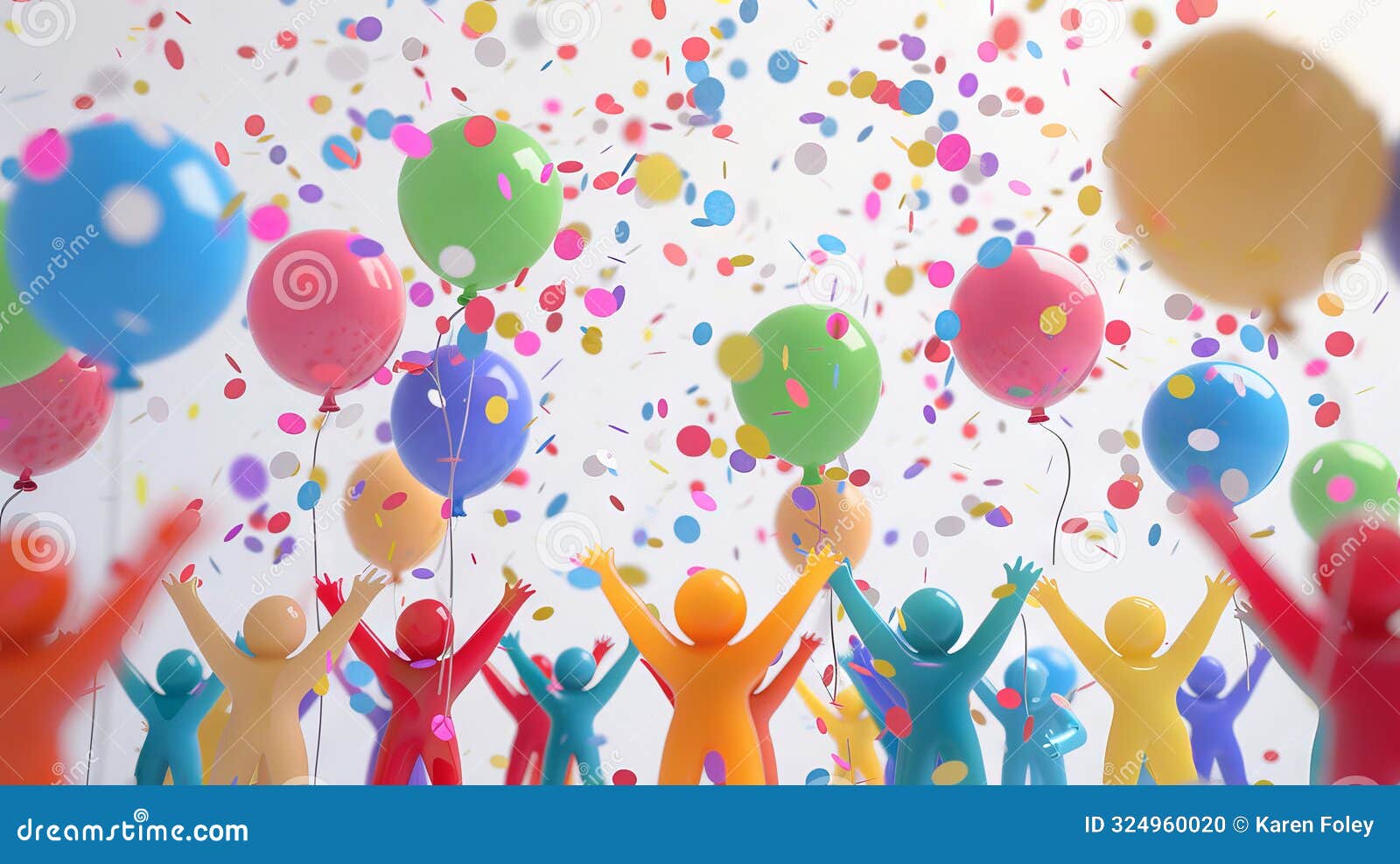 Celebrating with 3D Cartoon Figure Graphic Stock Illustration ...