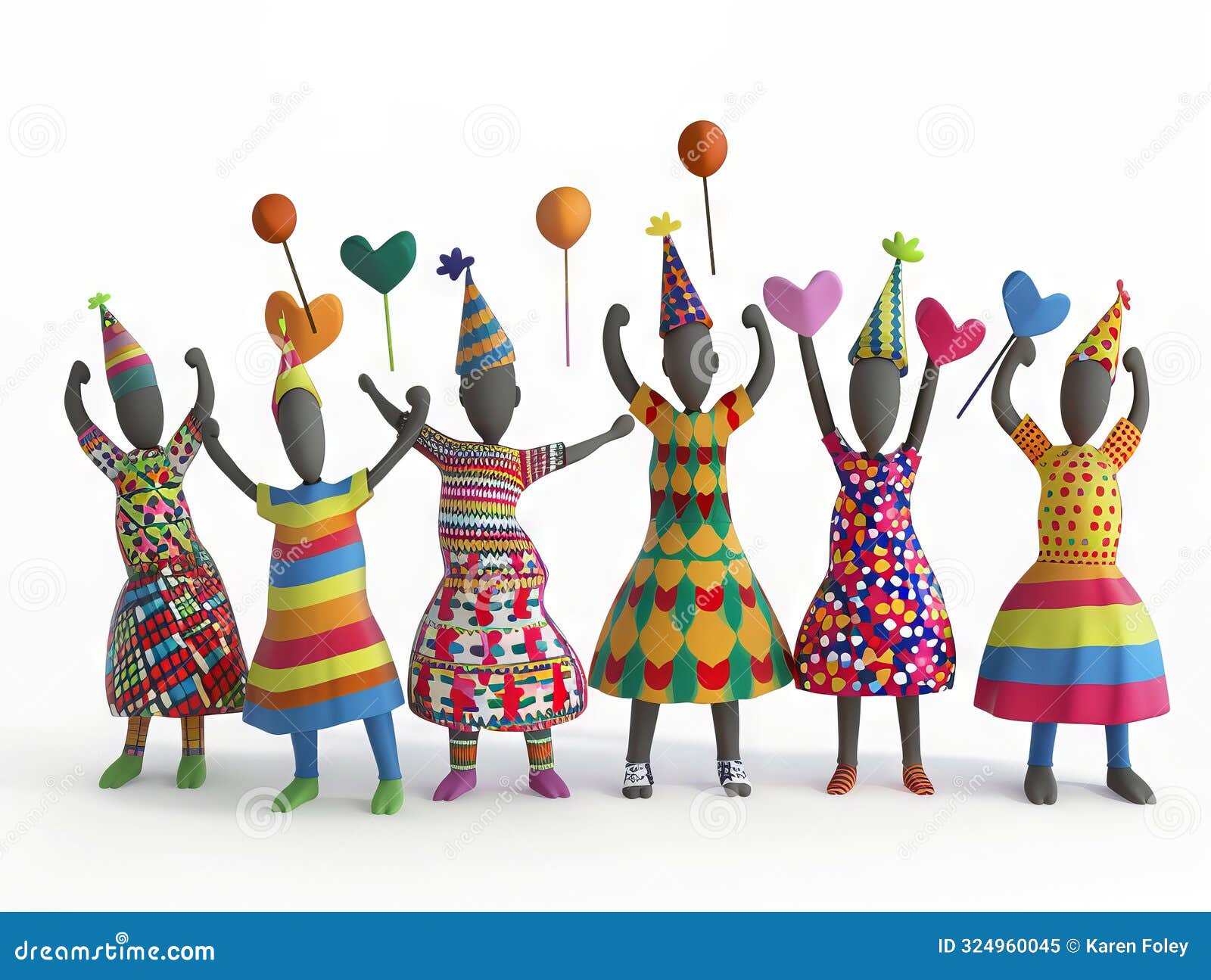 Celebrating with 3D Cartoon Figure Graphic Stock Illustration ...