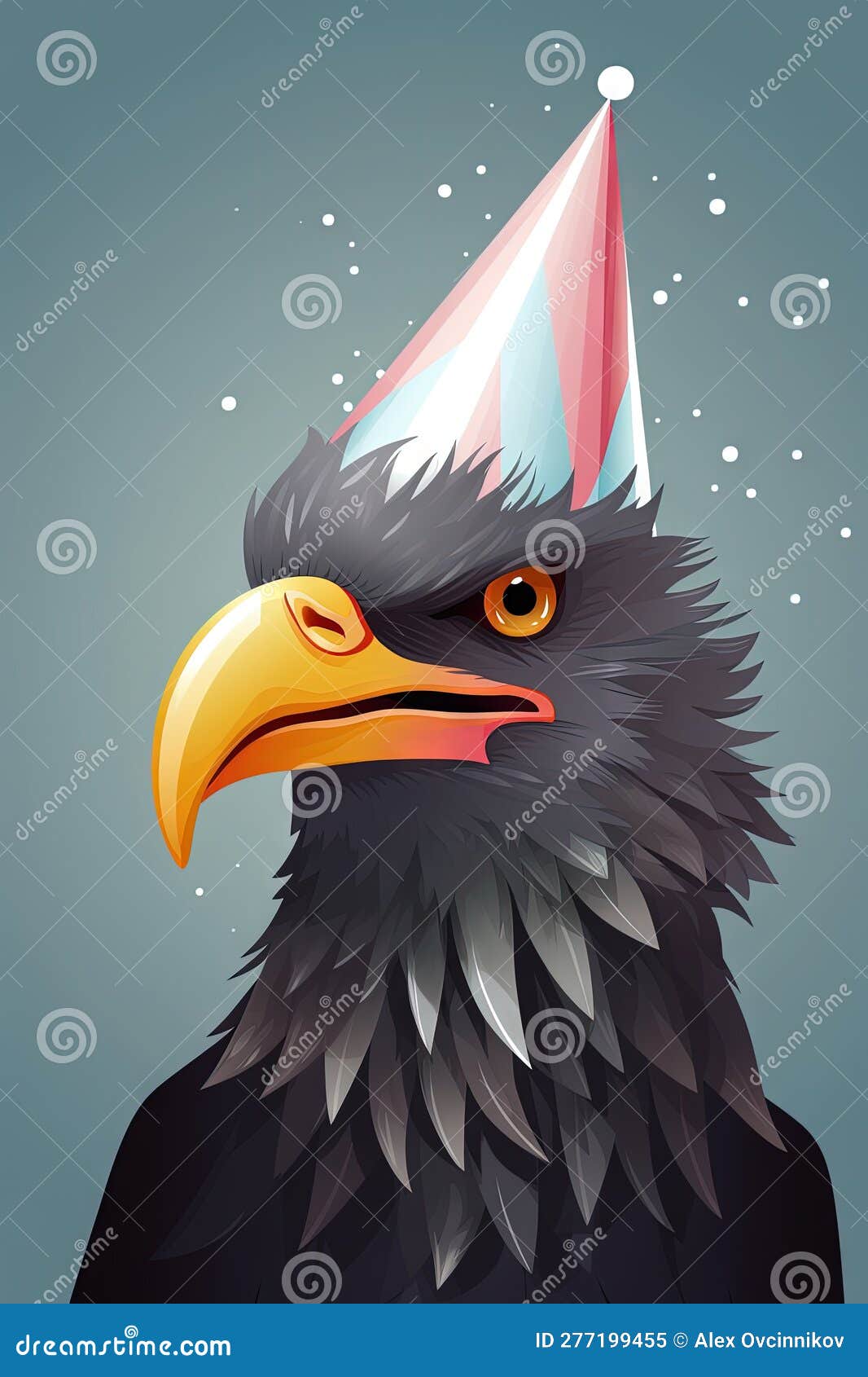 Celebrating with an Eagle: Party Hat and Birthday Fun Illustration ...