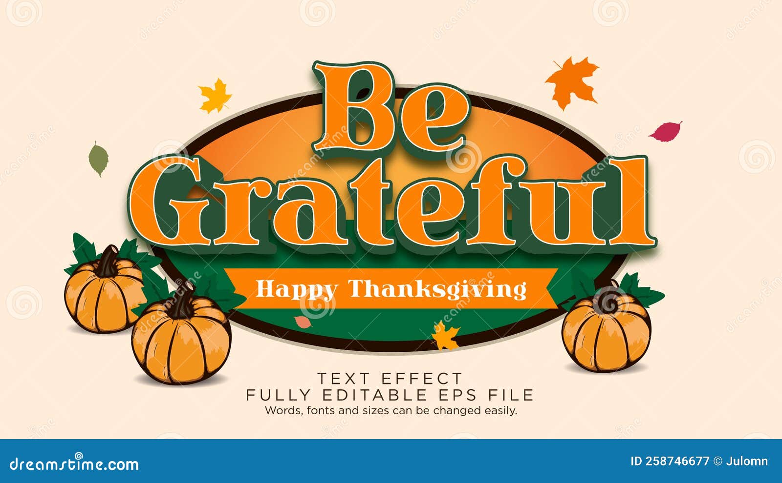 Celebrating Happy Thanksgiving Text Effect Font Type Stock Illustration ...