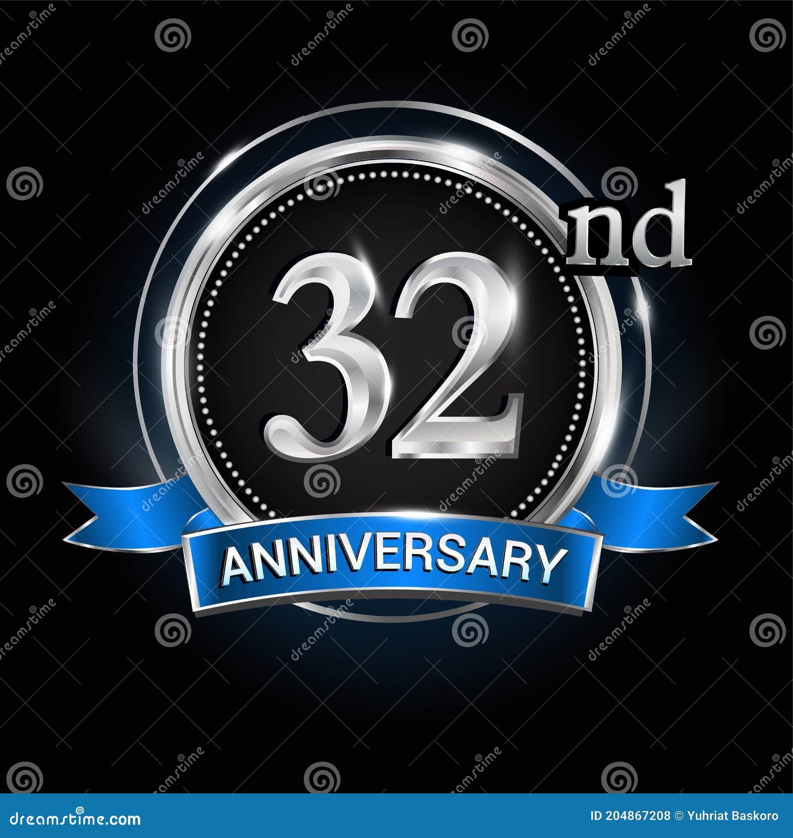 32nd Anniversary Design, Luxurious Golden Color 32 Years Anniversary ...