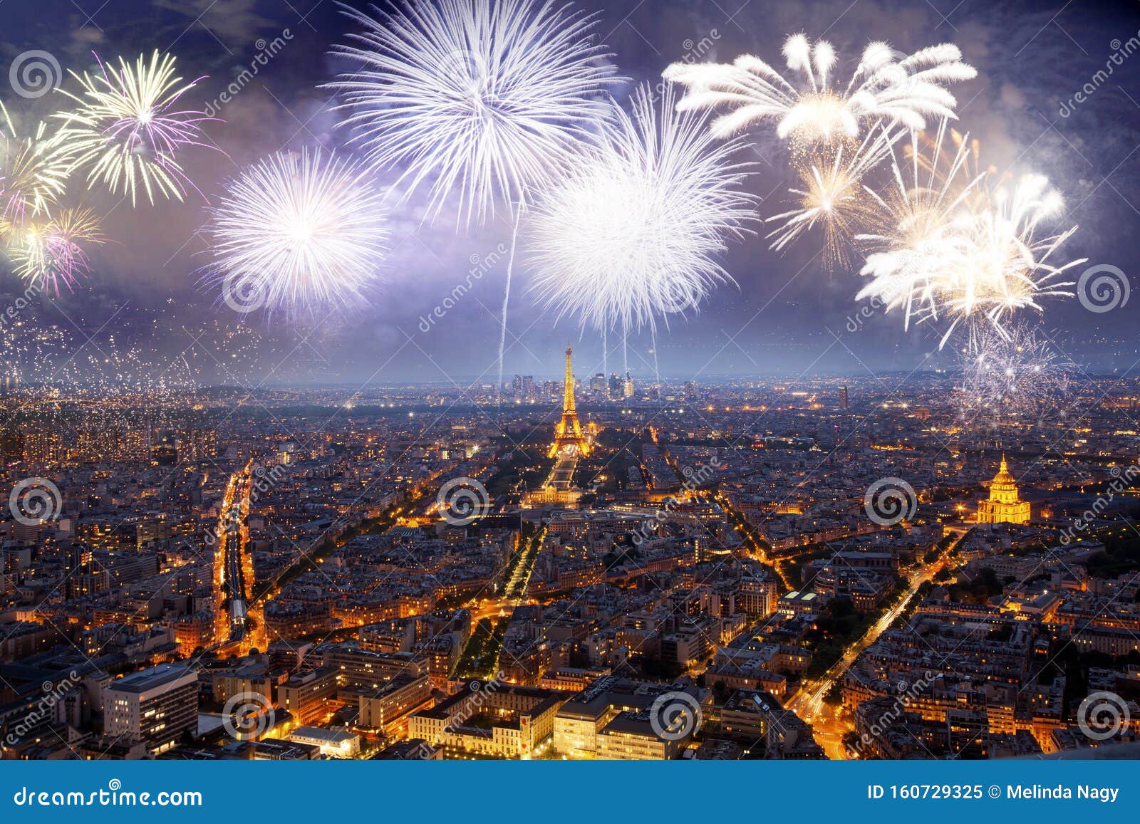 Celebrating the New Year in Paris Eiffel Tower with Fireworks Stock ...