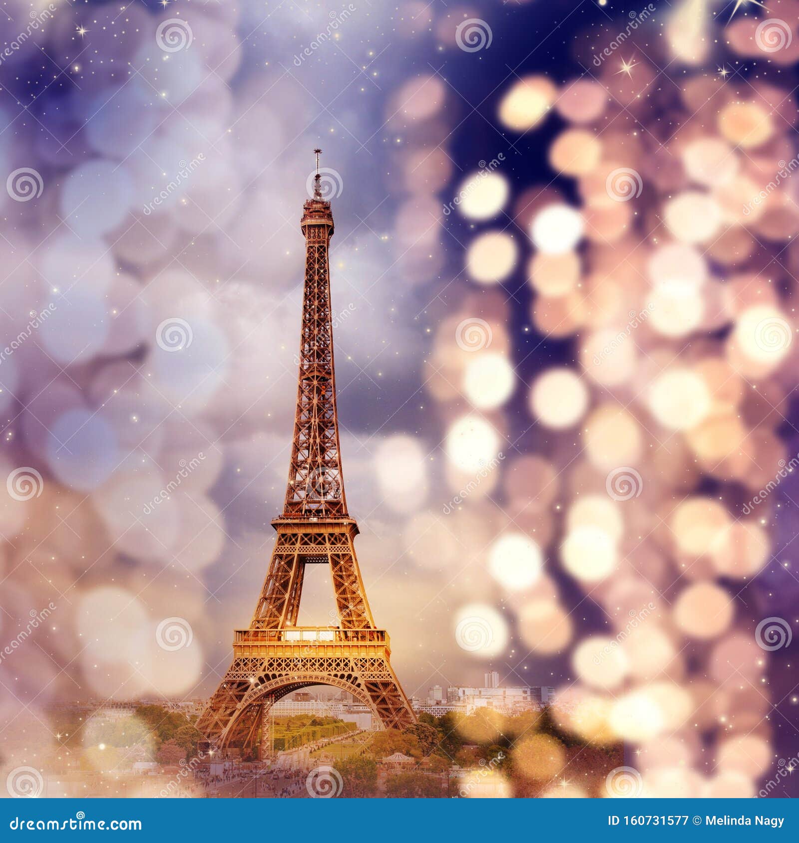 Celebrating the New Year in Paris Eiffel Tower with Fireworks Stock ...