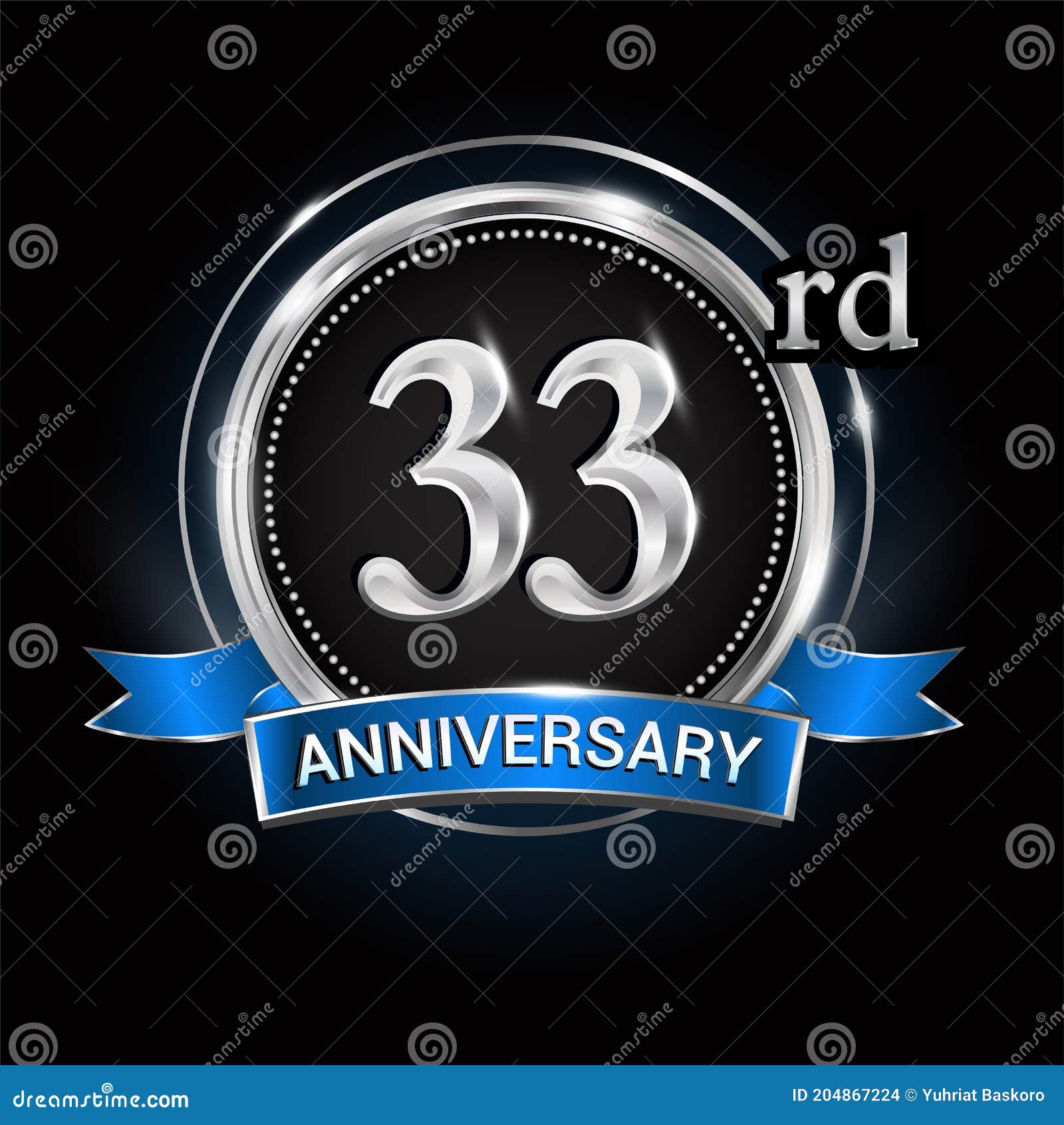 Celebrating 33rd Anniversary Logo, With Golden Badge And Red Ribbon ...